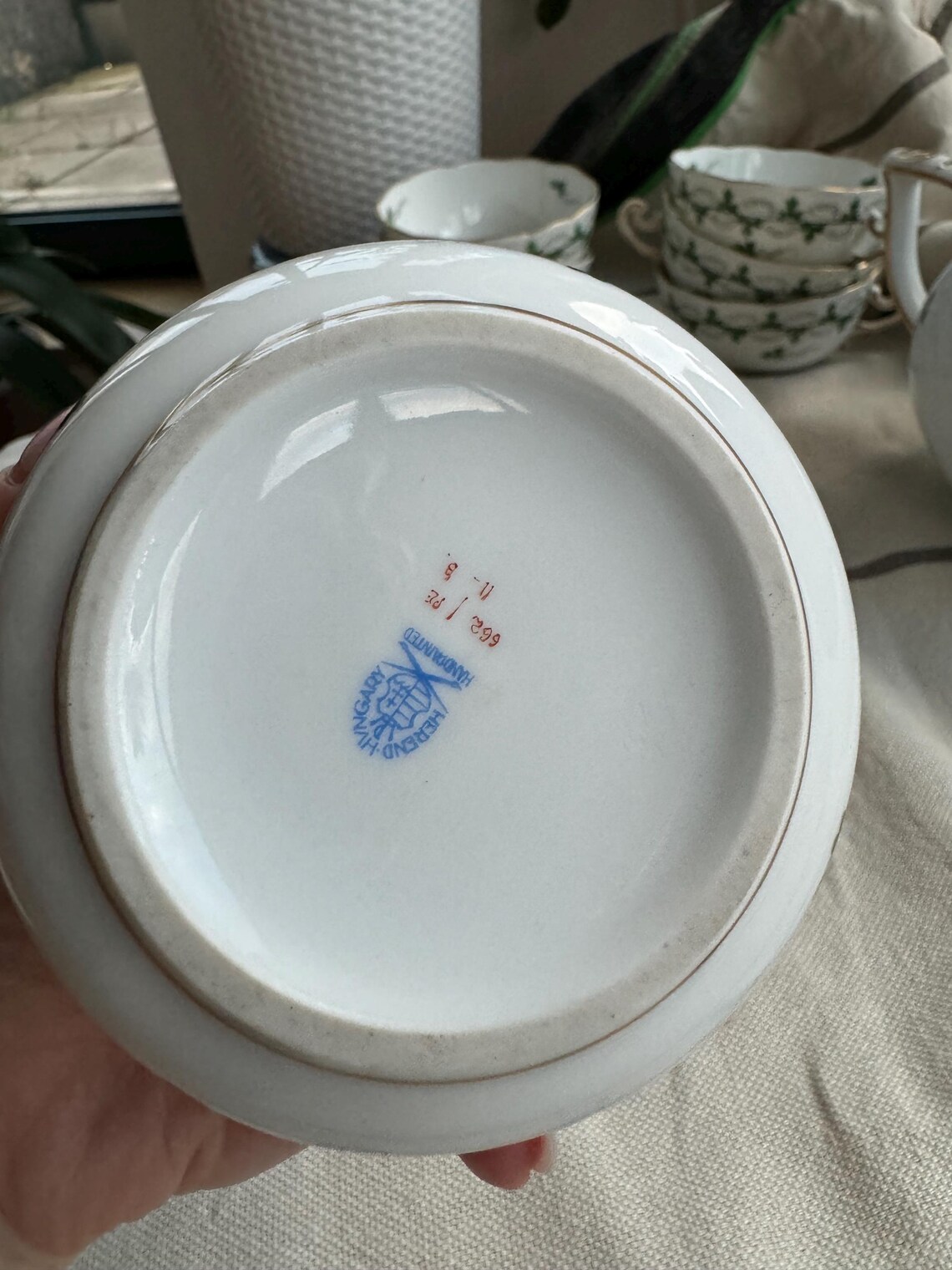 Antique Herend Hungary Porcelain Tea Set Clover Pattern With Gold ...