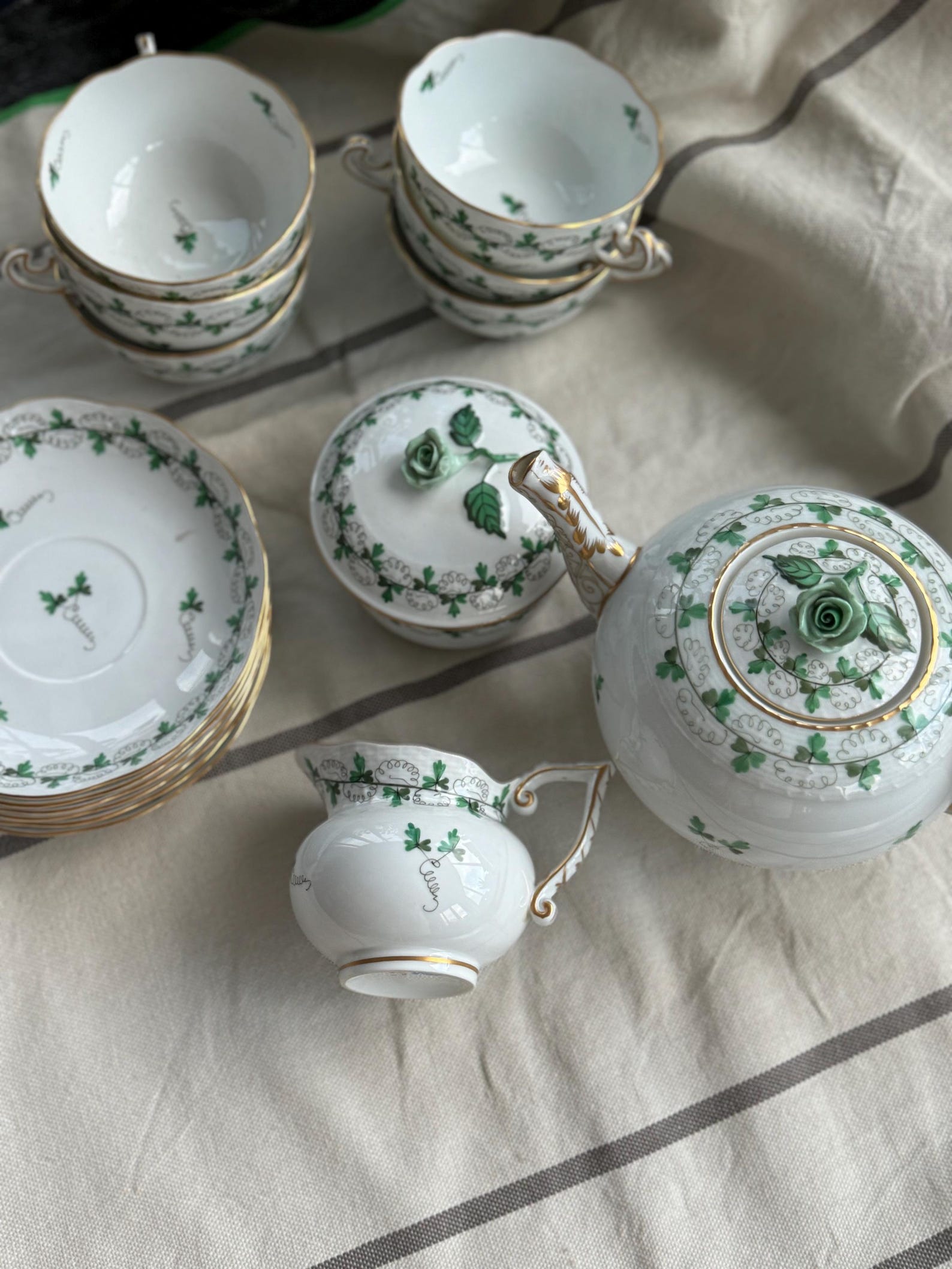 Antique Herend Hungary Porcelain Tea Set Clover Pattern With Gold Accents - Etsy