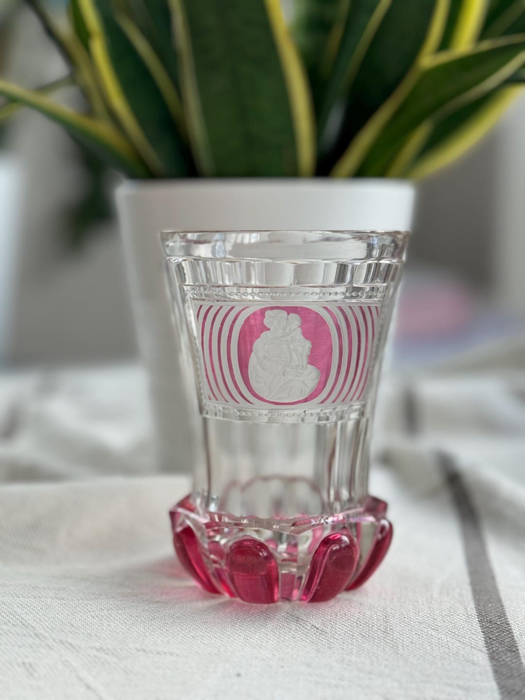 Antique Biedermeier Bohemian Crystal Beaker Ruby Flash Cut Glass With ...