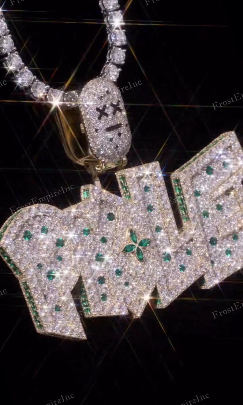 Iced Out VVS Moissanite Letter Pendant, Custom 3D Initial Pendant, Any ...