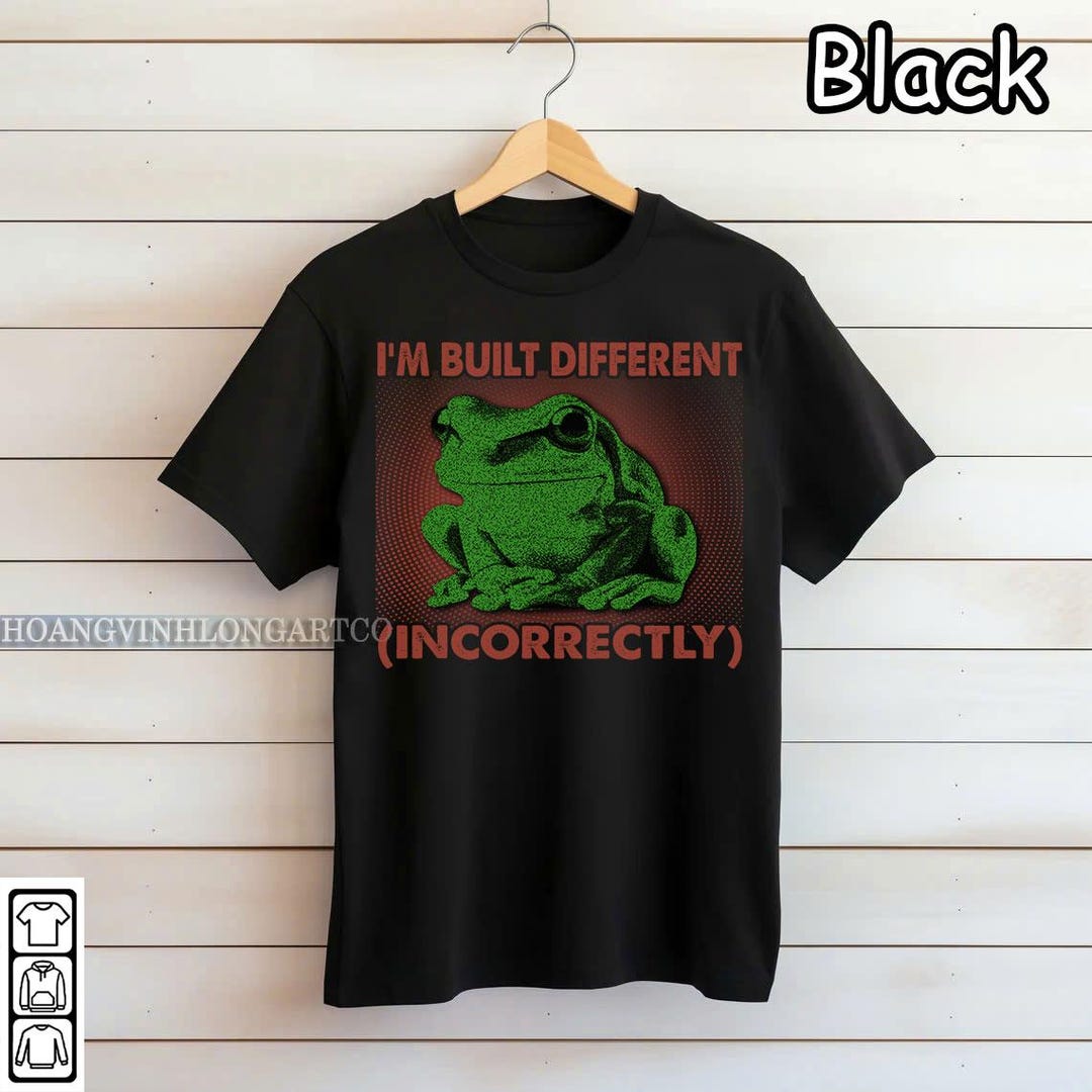 Funny Frog T-shirt, Built Different Meme Tee, Retro Aesthetic Shirt ...