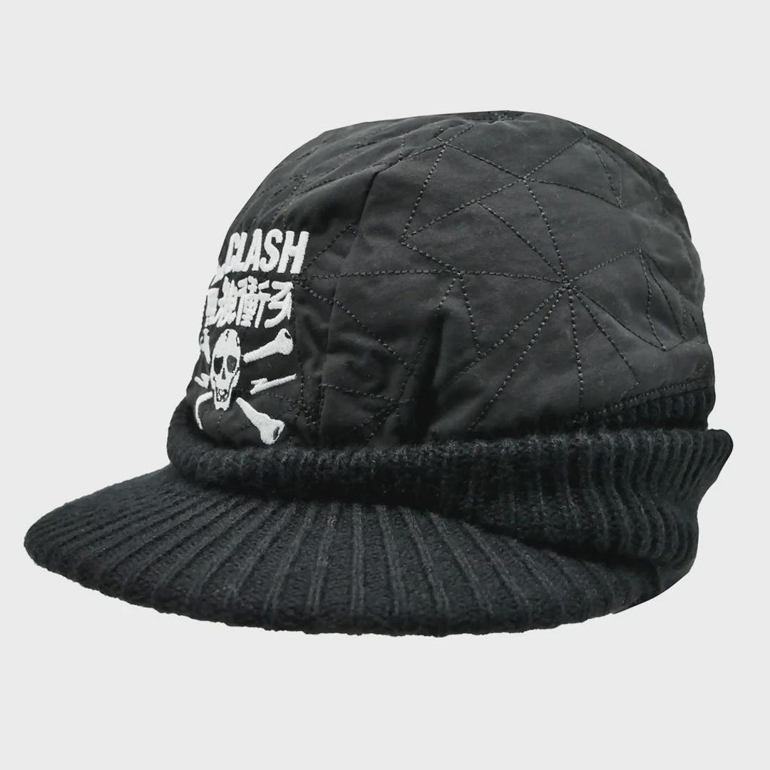 Y2K Vintage the Clash Skull & Crossbones Quilted Cap With Knitted Bill ...