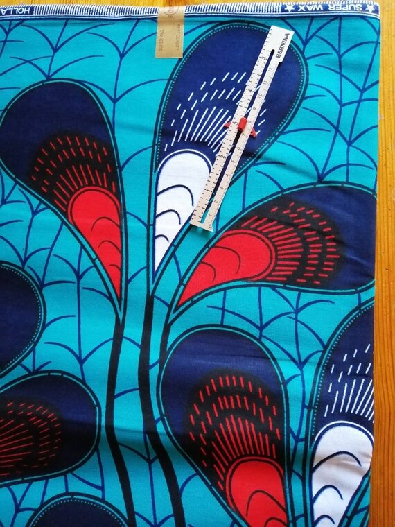 African Ankara Turquoise and Red Cotton Print Fabric Material - Etsy