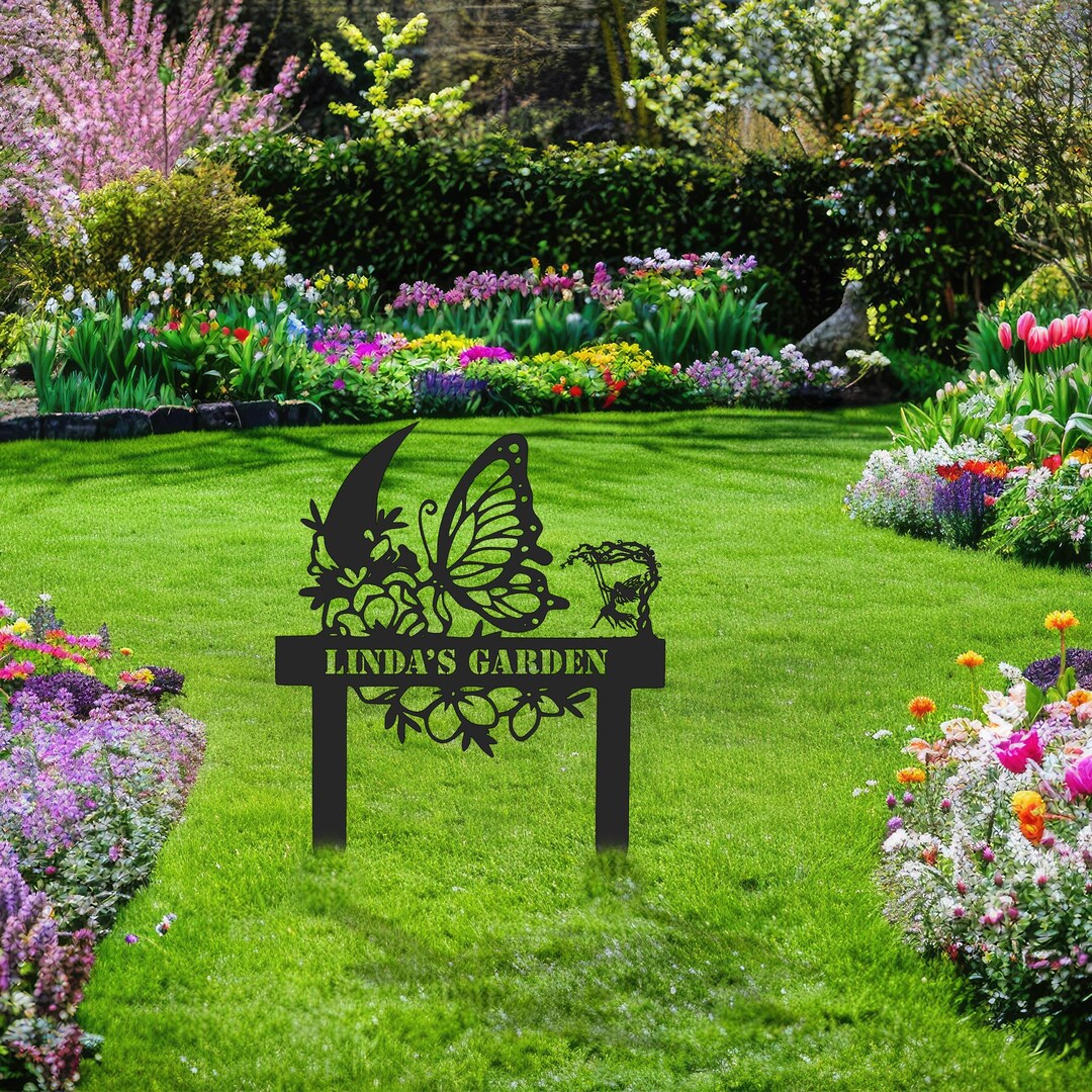 Personalized Butterfly Metal Garden Stake Sign, Garden Lover Gift ...