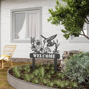 Personalized Garden Stake, Welcome Written Yard Art Custom Garden Metal ...