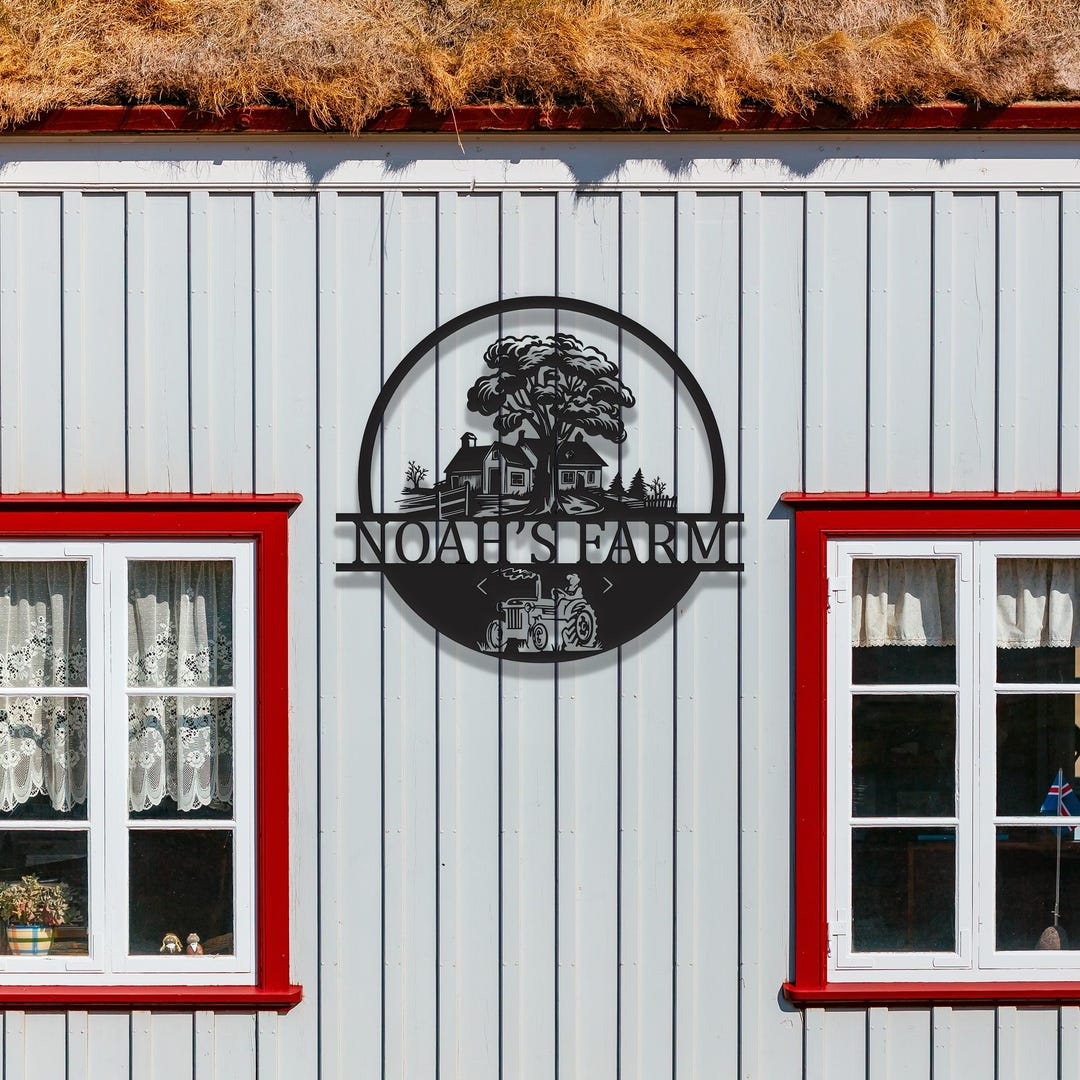 Custom Farm Scene Metal Wall Art, Personalized Farmer Decoration for ...