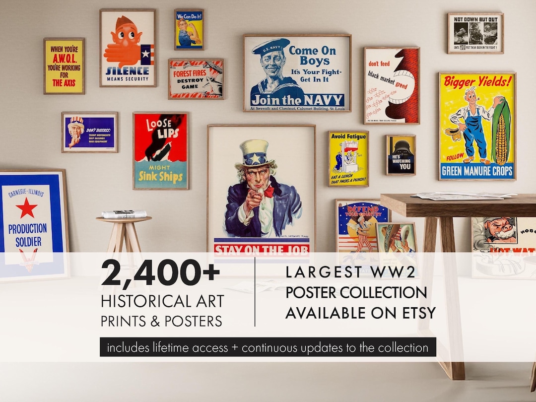 WWII History Posters Mega Bundle: 2400+ Vintage War Propaganda Prints ...
