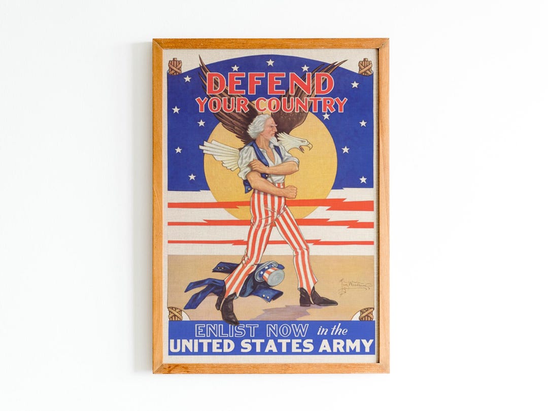 WWII Uncle Sam Poster: Defend Your Country Vintage Art (digital ...