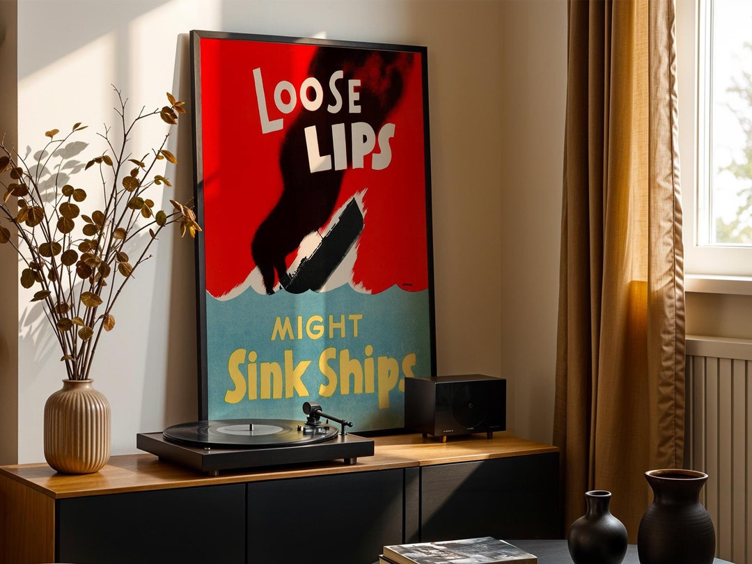 WWII Loose Lips Might Sink Ships Art Print | Vintage War Propaganda ...