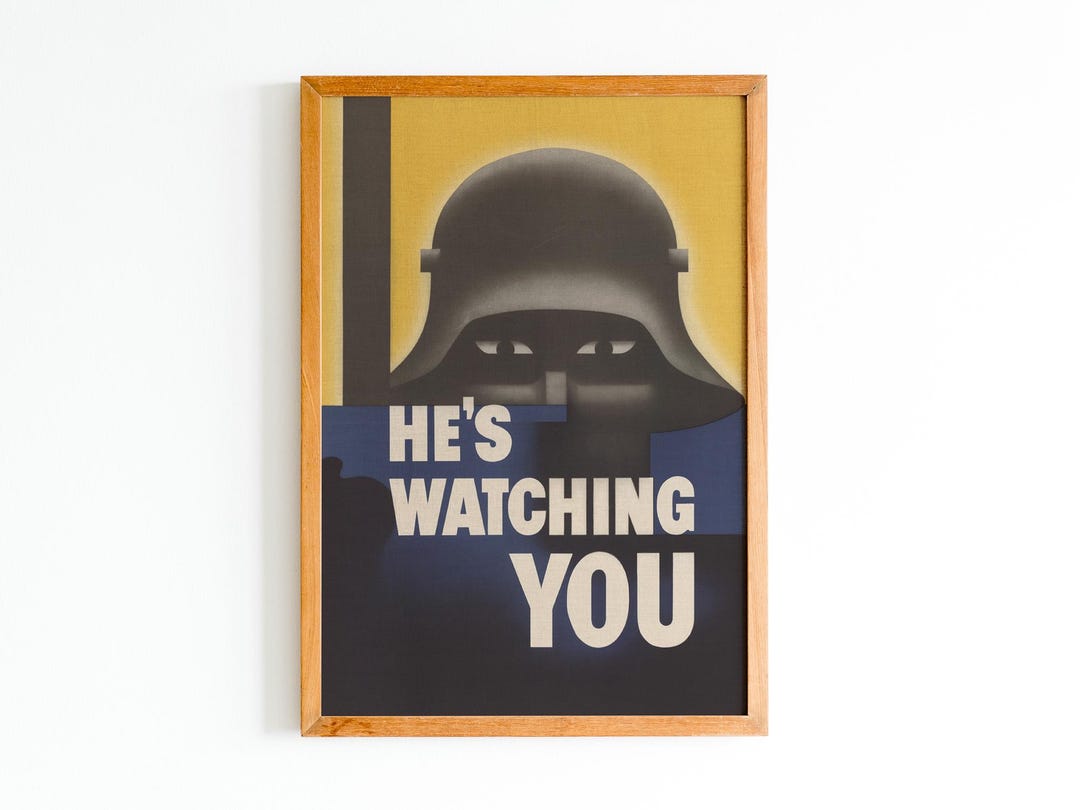 WWII "he's Watching You" Poster: Vintage War Propaganda Art (digital ...