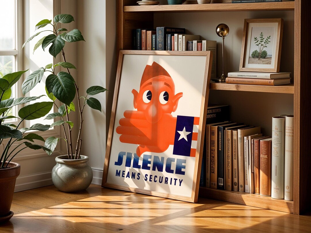 WWII Propaganda Art Print: Silence Means Security, Military Decor - Etsy