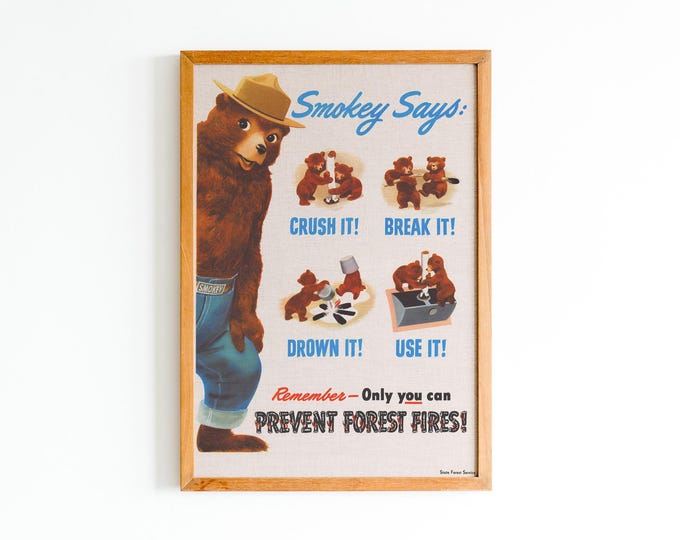 Vintage Smokey Bear Poster: WWII Fire Prevention Art (digital Download ...