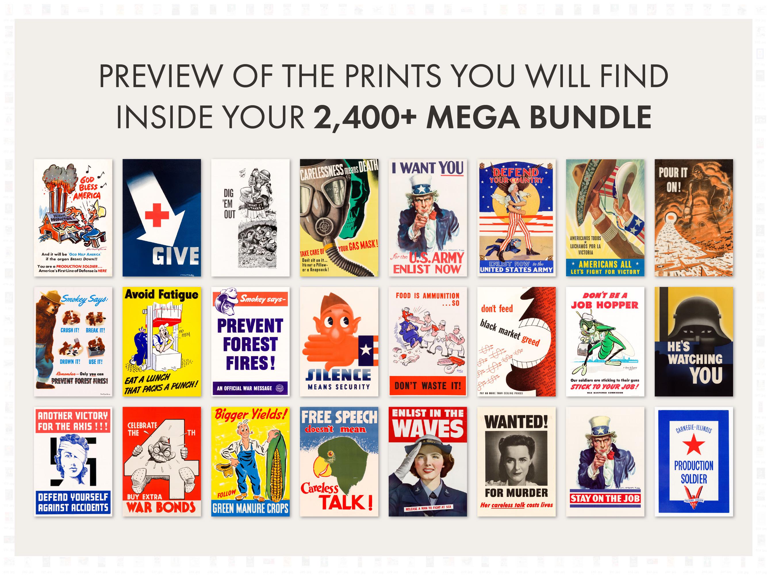 WWII History Posters Mega Bundle: 2400+ Vintage War Propaganda Prints ...