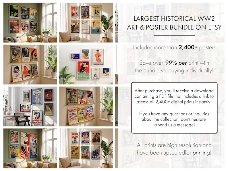 WWII History Posters Mega Bundle: 2400+ Vintage War Propaganda Prints ...