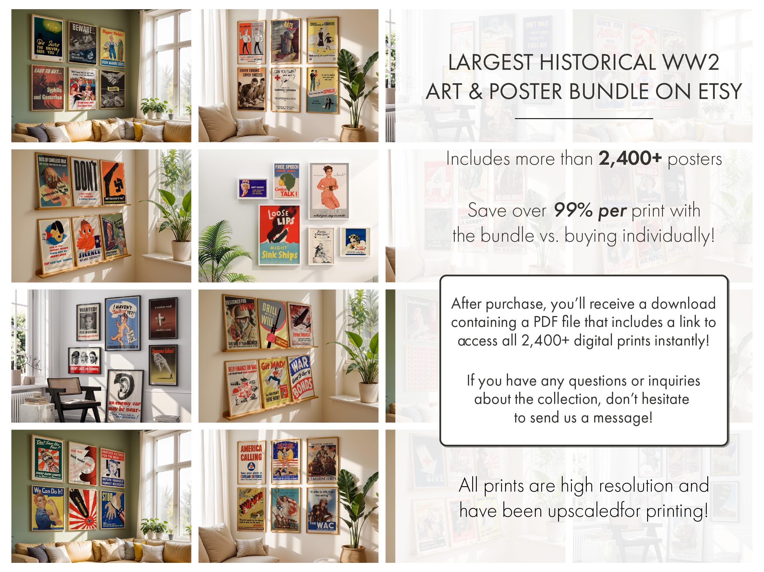 WWII History Posters Mega Bundle: 2400+ Vintage War Propaganda Prints ...