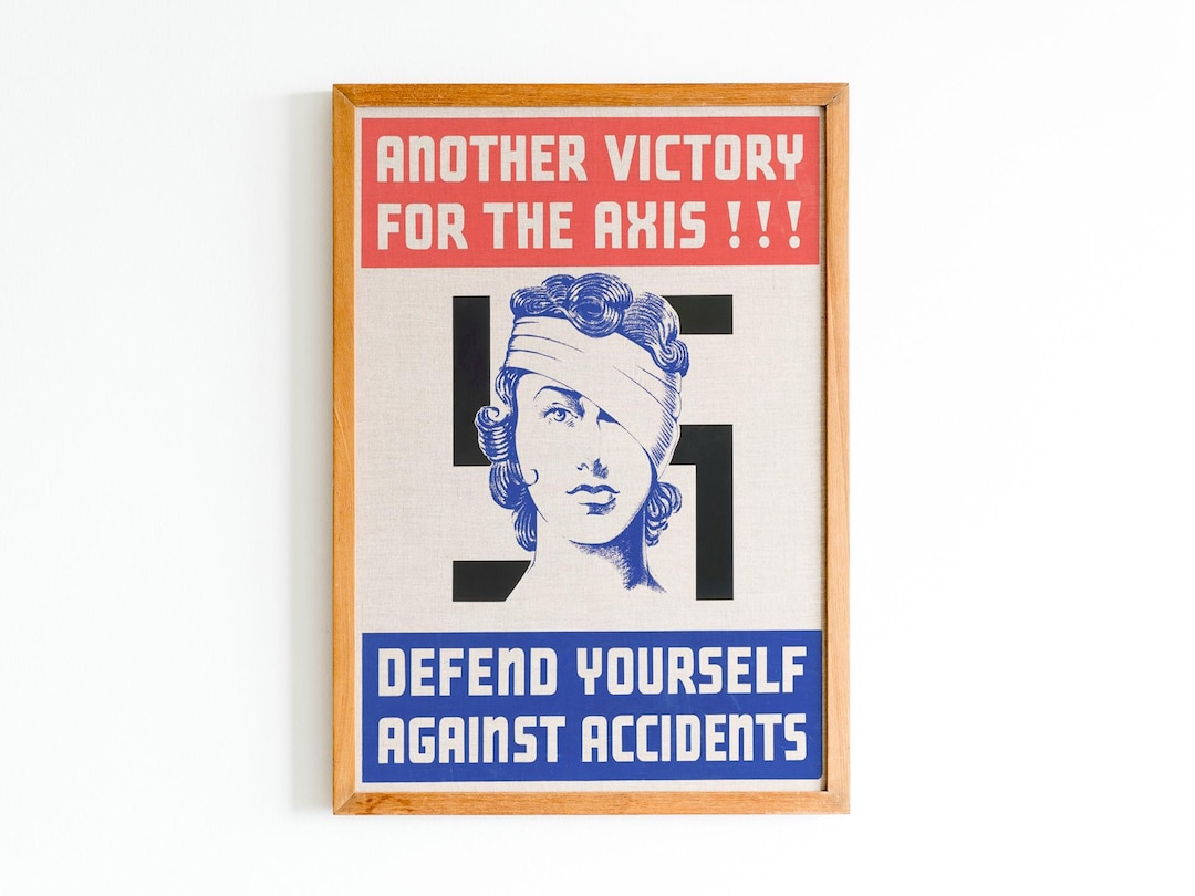 WWII Defend Yourself Workplace Safety Poster | Bold Propaganda Art ...