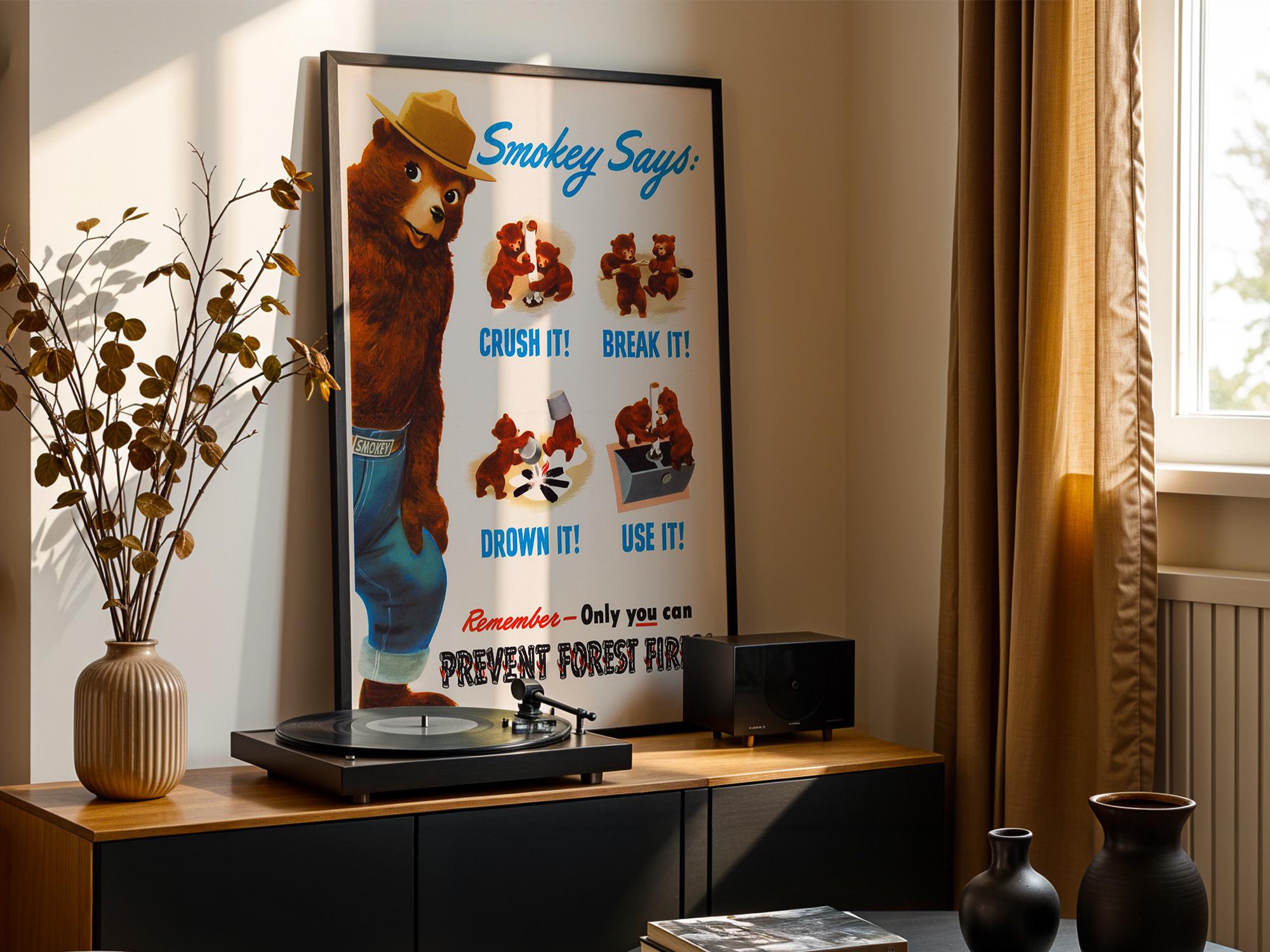Smokey Bear Poster Digital Download | Vintage Fire Prevention Print ...