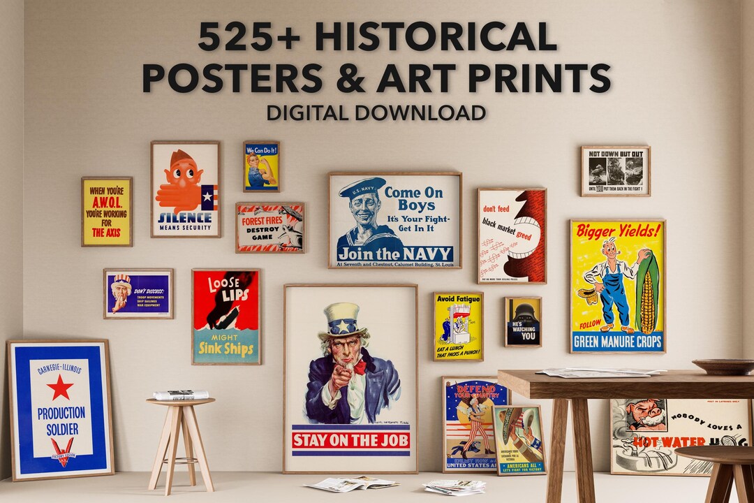 Mega Bundle WW2 Propaganda Posters 525 Vintage Printable Wall Art ...