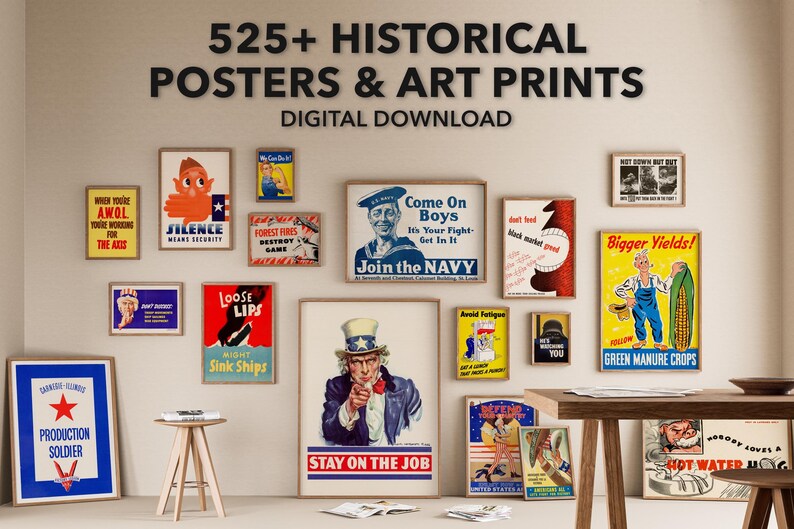 Mega Bundle WW2 Propaganda Posters 525 Vintage Printable Wall Art ...