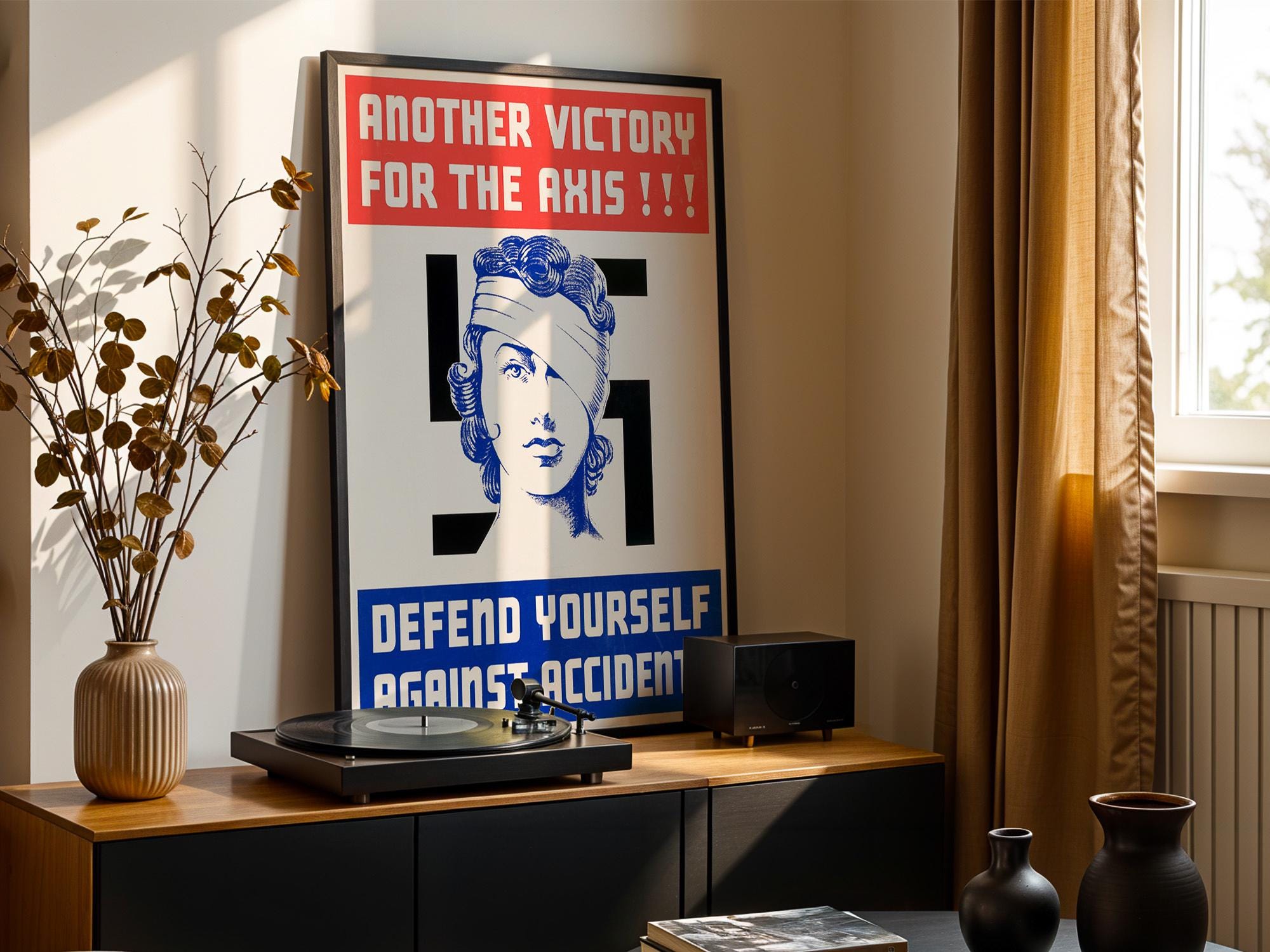 WWII Defend Yourself Workplace Safety Poster | Bold Propaganda Art ...