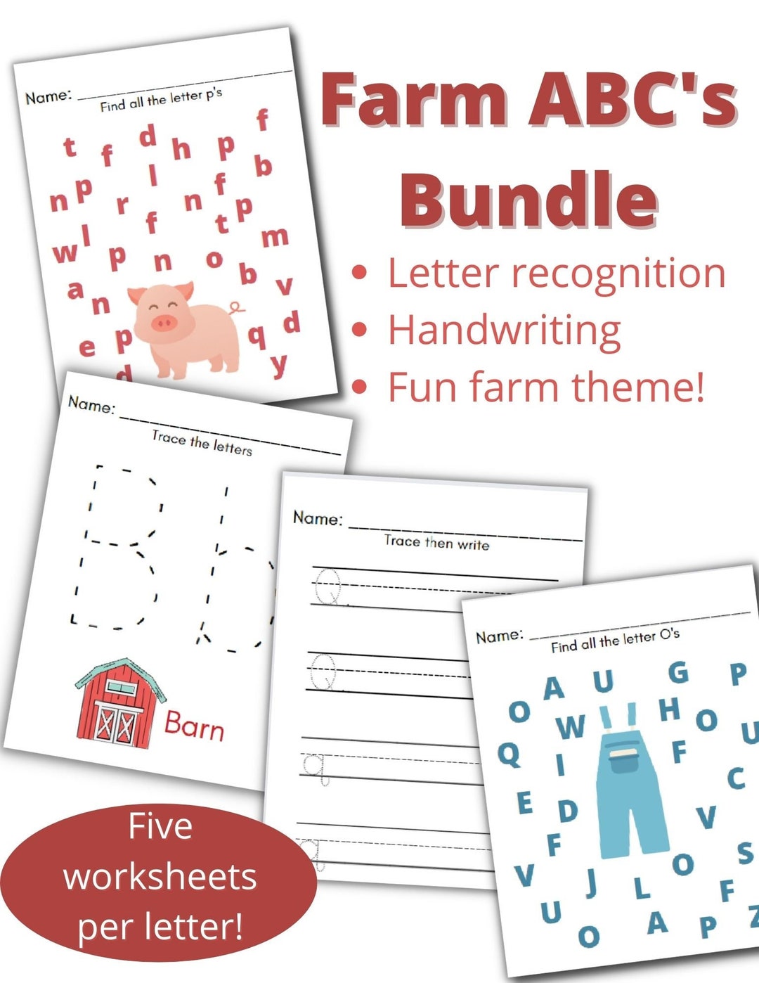 Farm Themed Alphabet Bundle - Etsy
