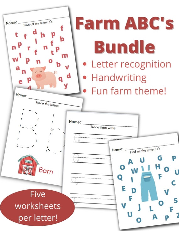 Farm Themed Alphabet Bundle - Etsy
