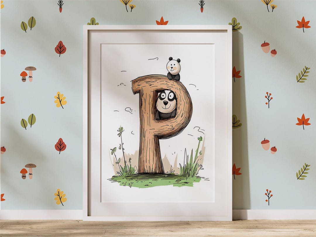 Artful Nursery Print, Nursery Alphabet Art, Panda Bear Decor ...