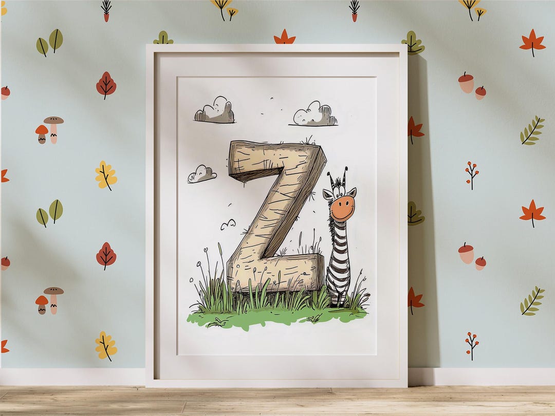 Artful Nursery Print, Nursery Alphabet Art, Zebra Decor, Alphabetical ...