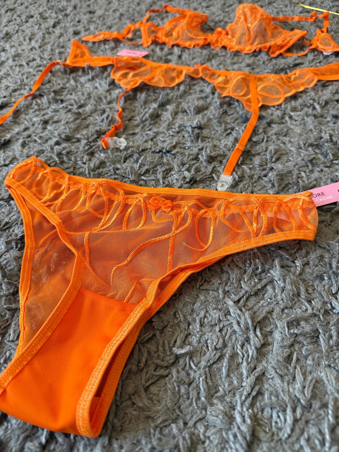 Embroidered Lingerie Set, See Through Bra and Panty Amber Mesh Lingerie ...