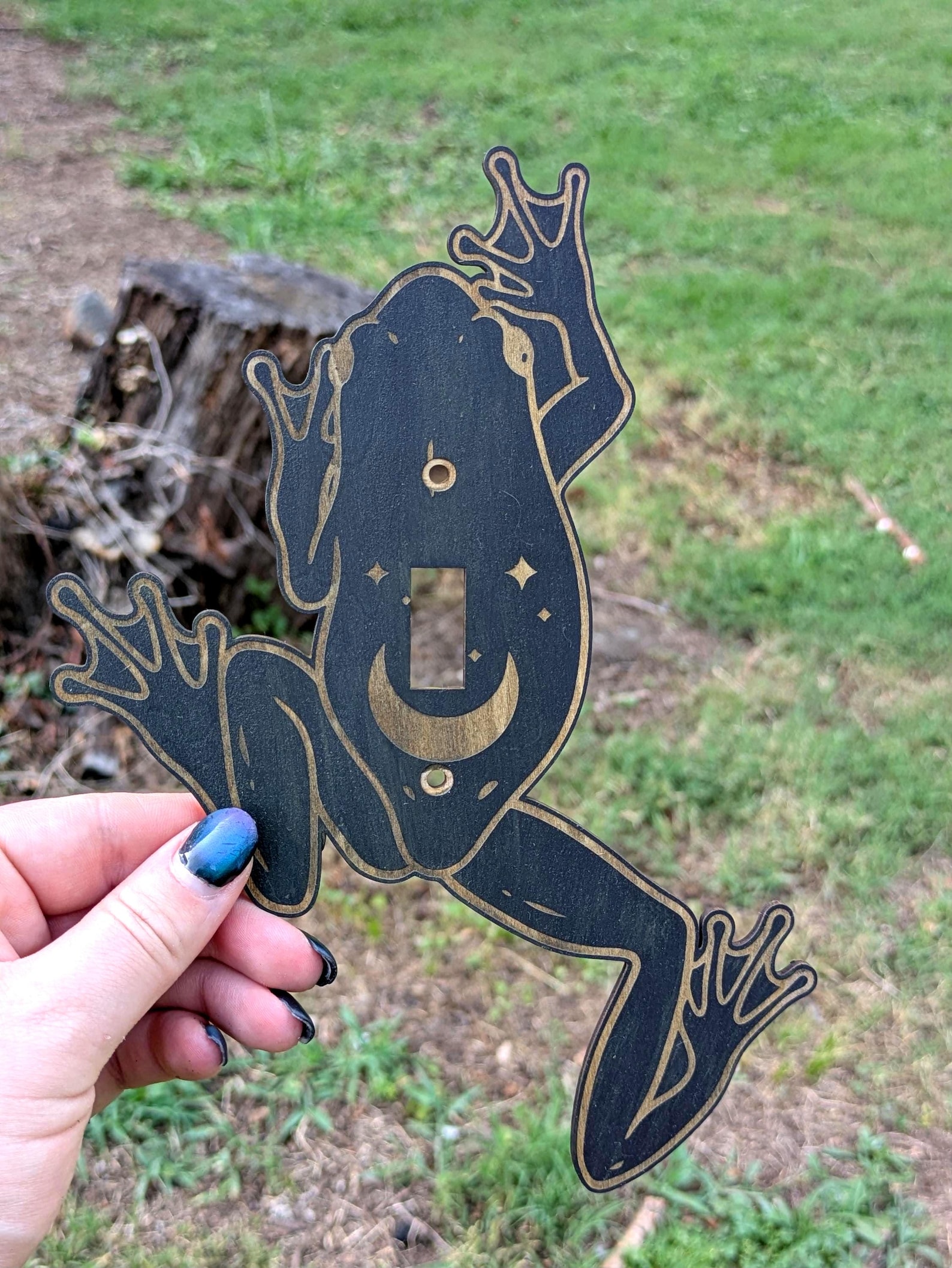 Celestial Frog Light Switch Plate - Laser Engraved Wood Cover With ...