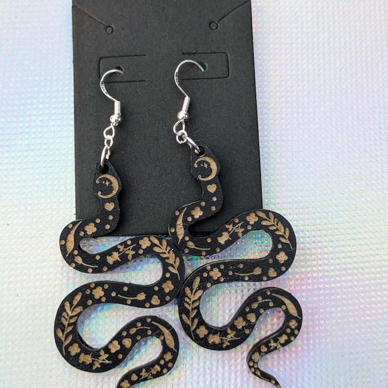 Snake Wooden Earrings - Etsy