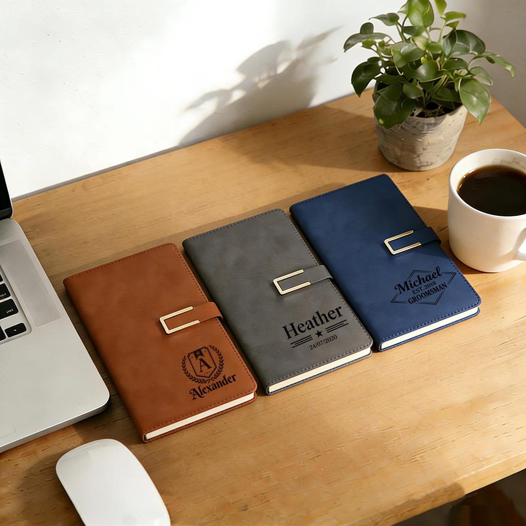 Custom Engraved Notebook With Pen, Leather Notebook Set, End of Year ...