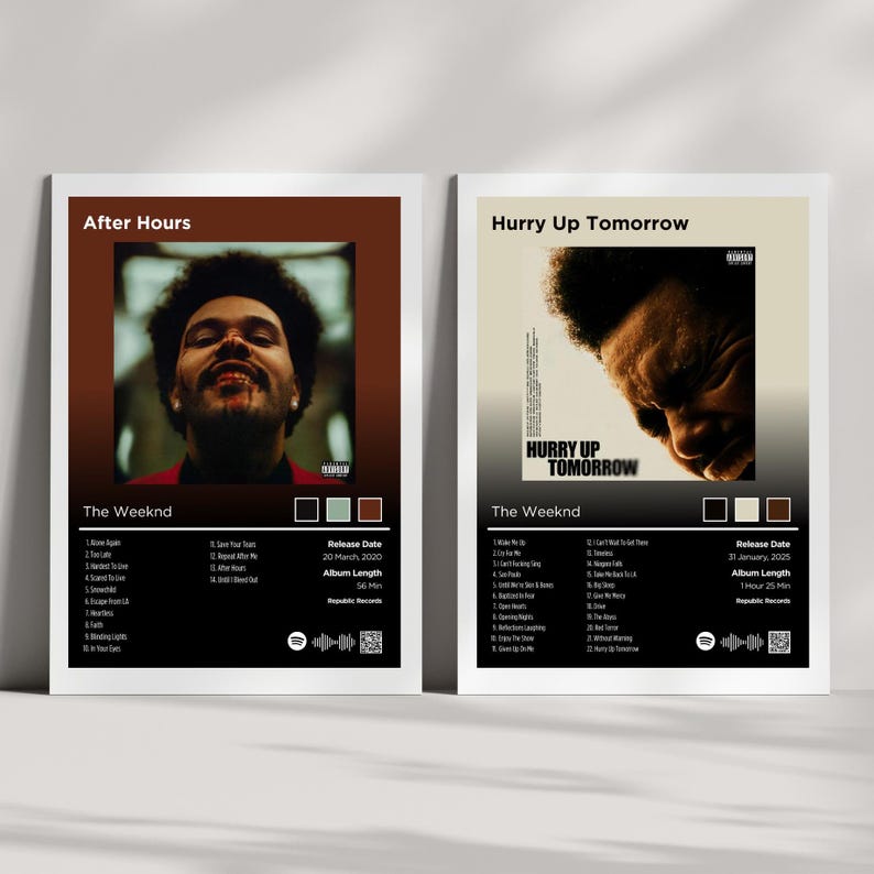 A Pair of the Weeknd Album Cover Posters With QR Code, DIGITAL DOWNLOAD ...