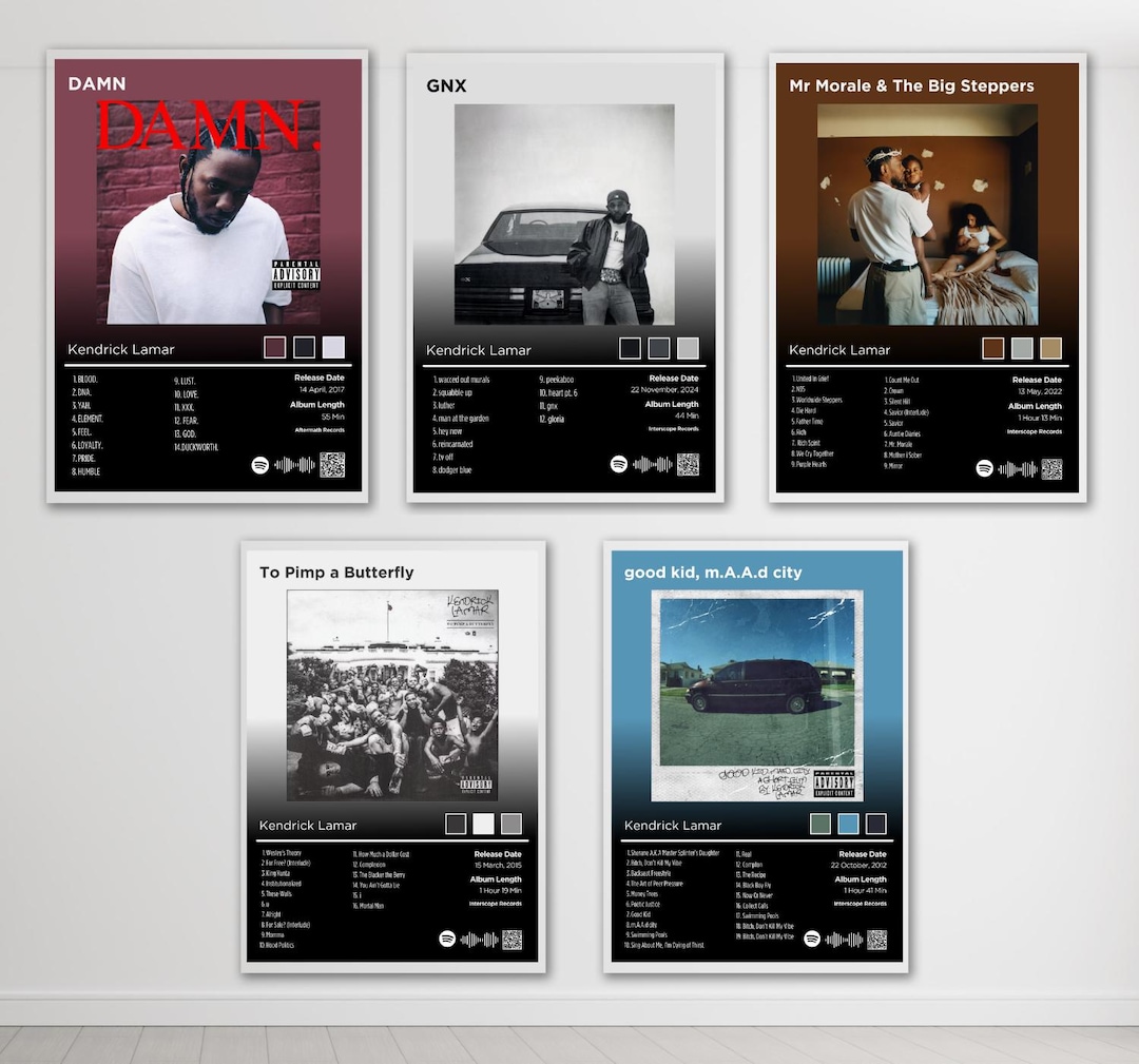 A Set of Kendrick Lamar Album Cover Posters With Qr Code, DIGITAL ...