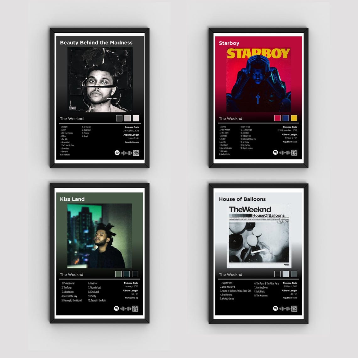 A Set of the Weeknd Album Cover Posters With QR Code, DIGITAL DOWNLOAD ...