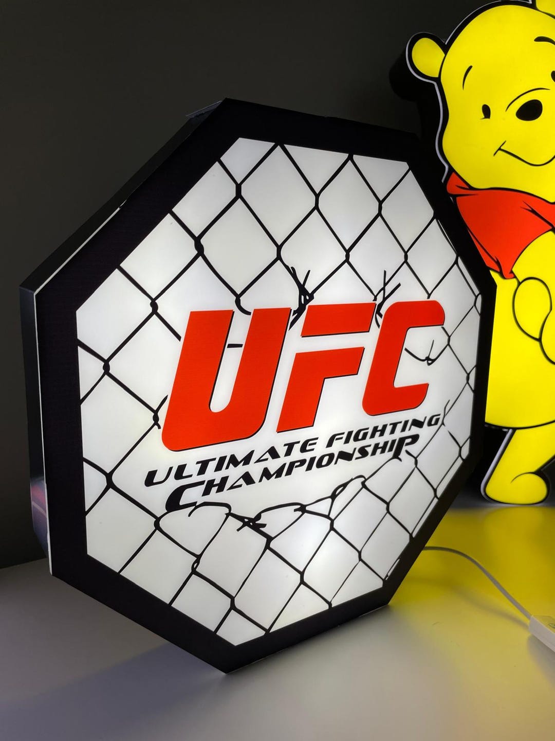 UFC LED Neon Sign Wall Decor With USB Powered Dimmable for Man Cave ...