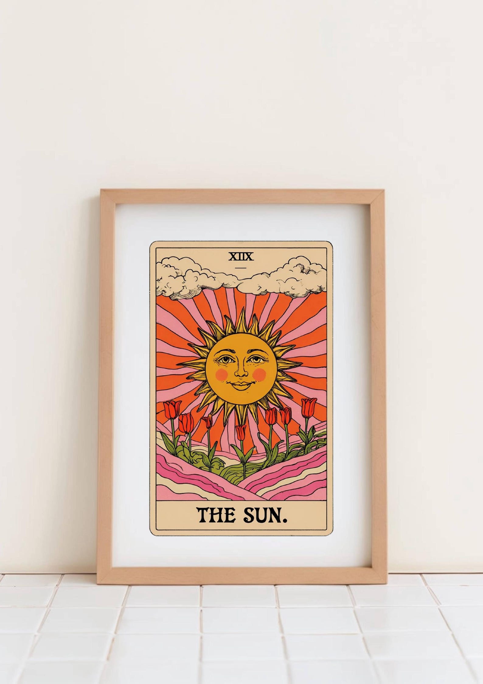 Vintage Sun Tarot Card Illustration Print, Size Ratio 2:3 - Etsy