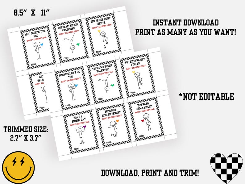 School Funny Valentine Cards Bundle, Gen Alpha Z Kids Slang Funny ...