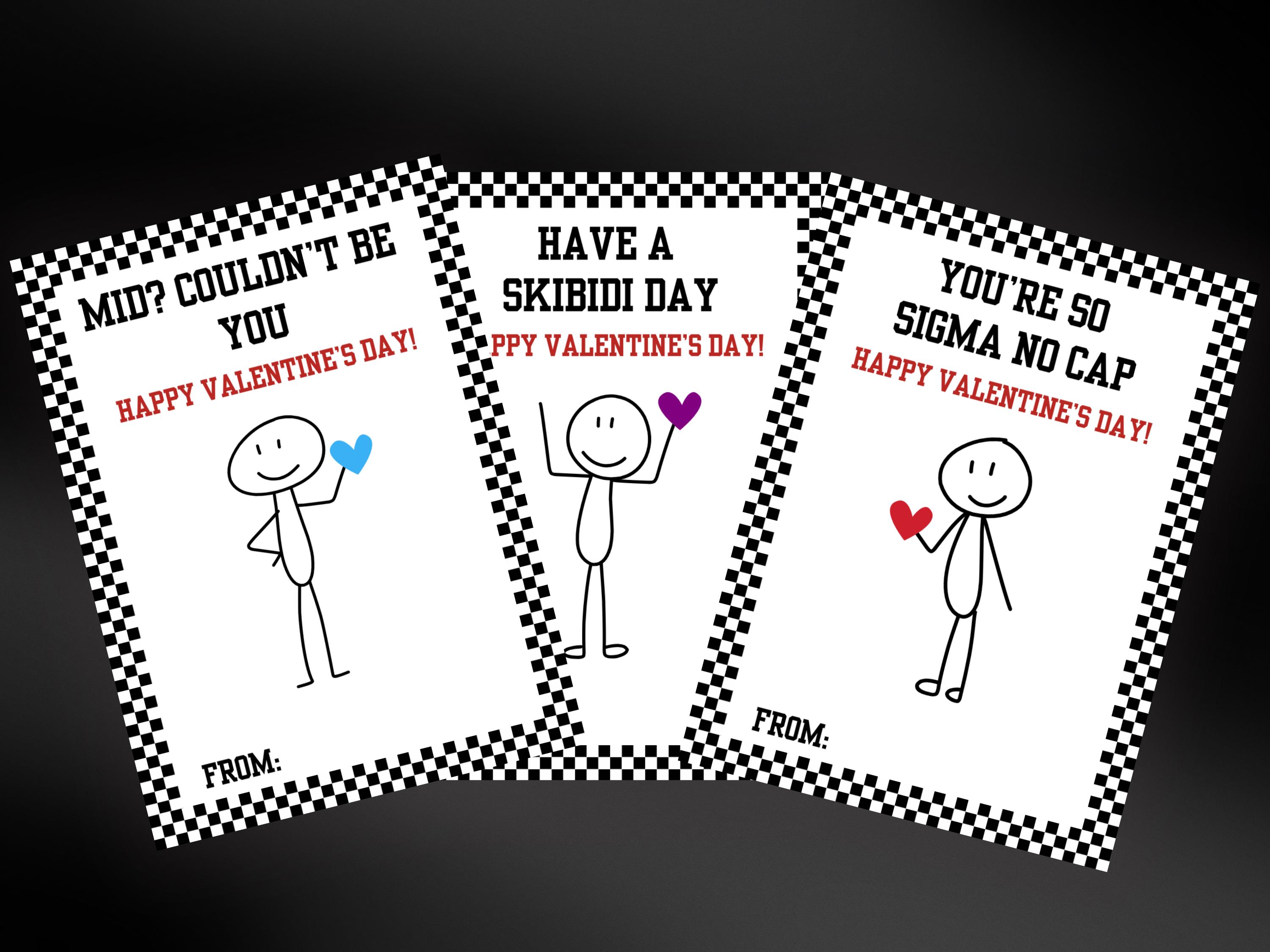 School Funny Valentine Cards Bundle, Gen Alpha Z Kids Slang Funny ...