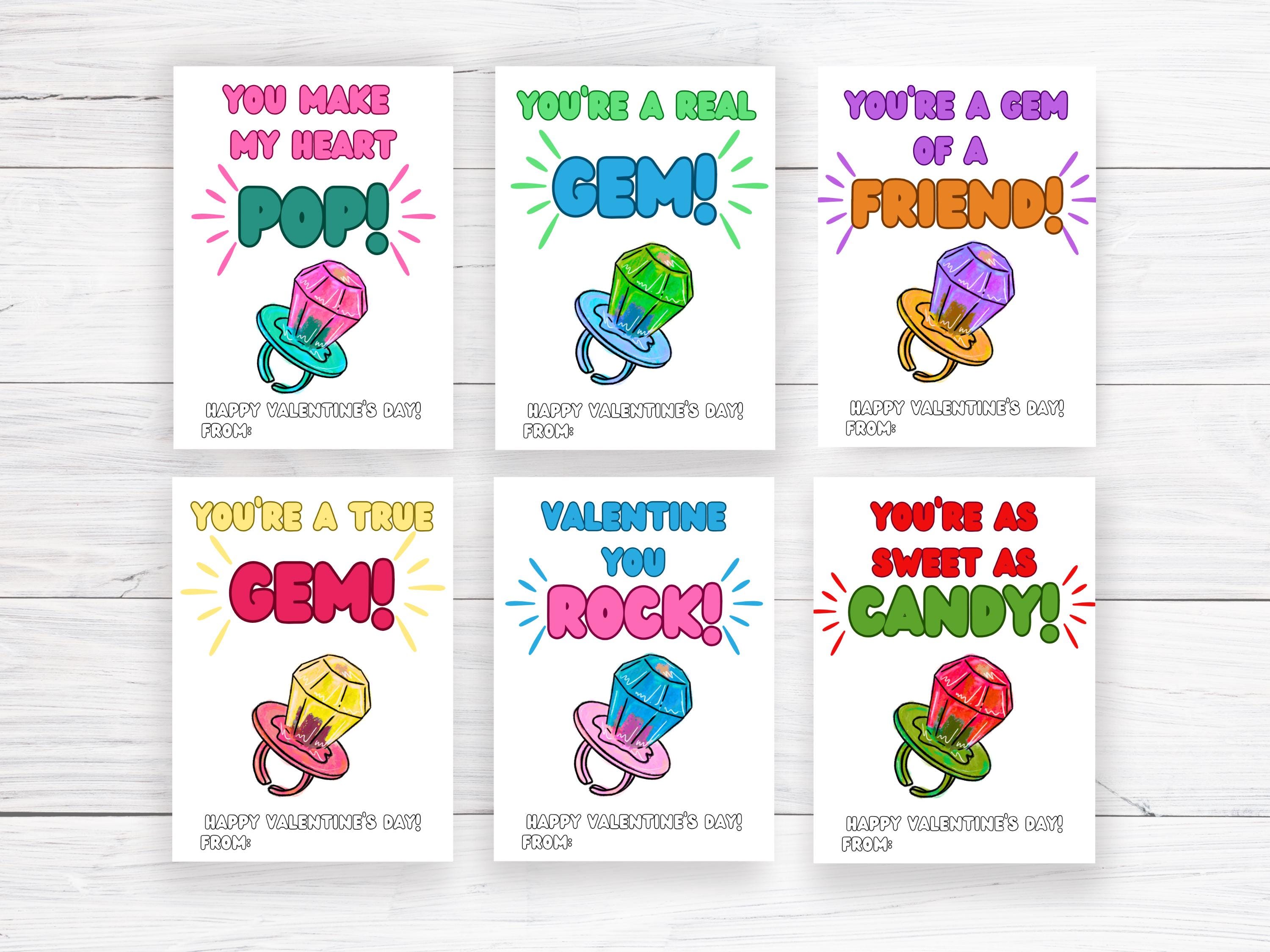 Printable Valentine Card, Ring Pop Valentine Card, Printable Classroom ...