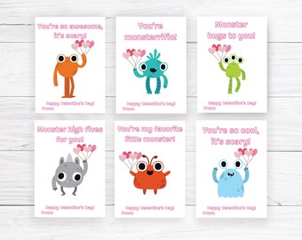 Monster Valentine Cards, Valentine's Day Cards, Printable Valentine ...