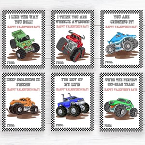 Monster Truck Valentine's Day Cards, Kids Printable Classroom Valentine ...