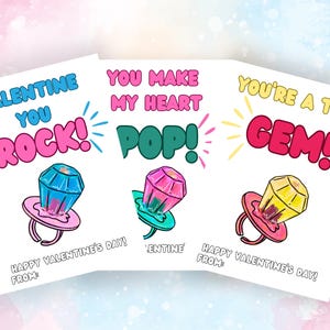 Printable Valentine Card, Ring Pop Valentine Card, Printable Classroom ...