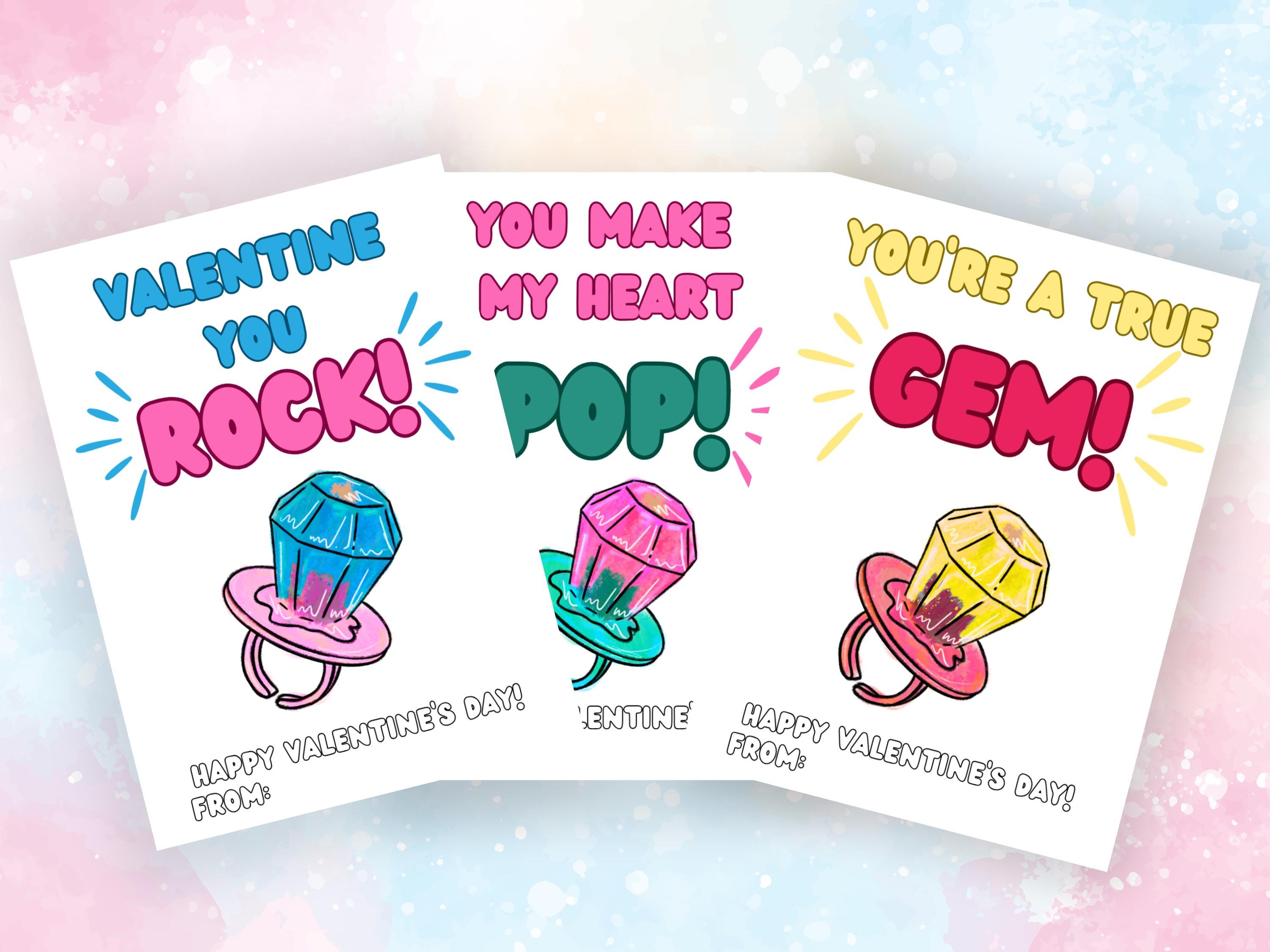 Printable Valentine Card, Ring Pop Valentine Card, Printable Classroom ...