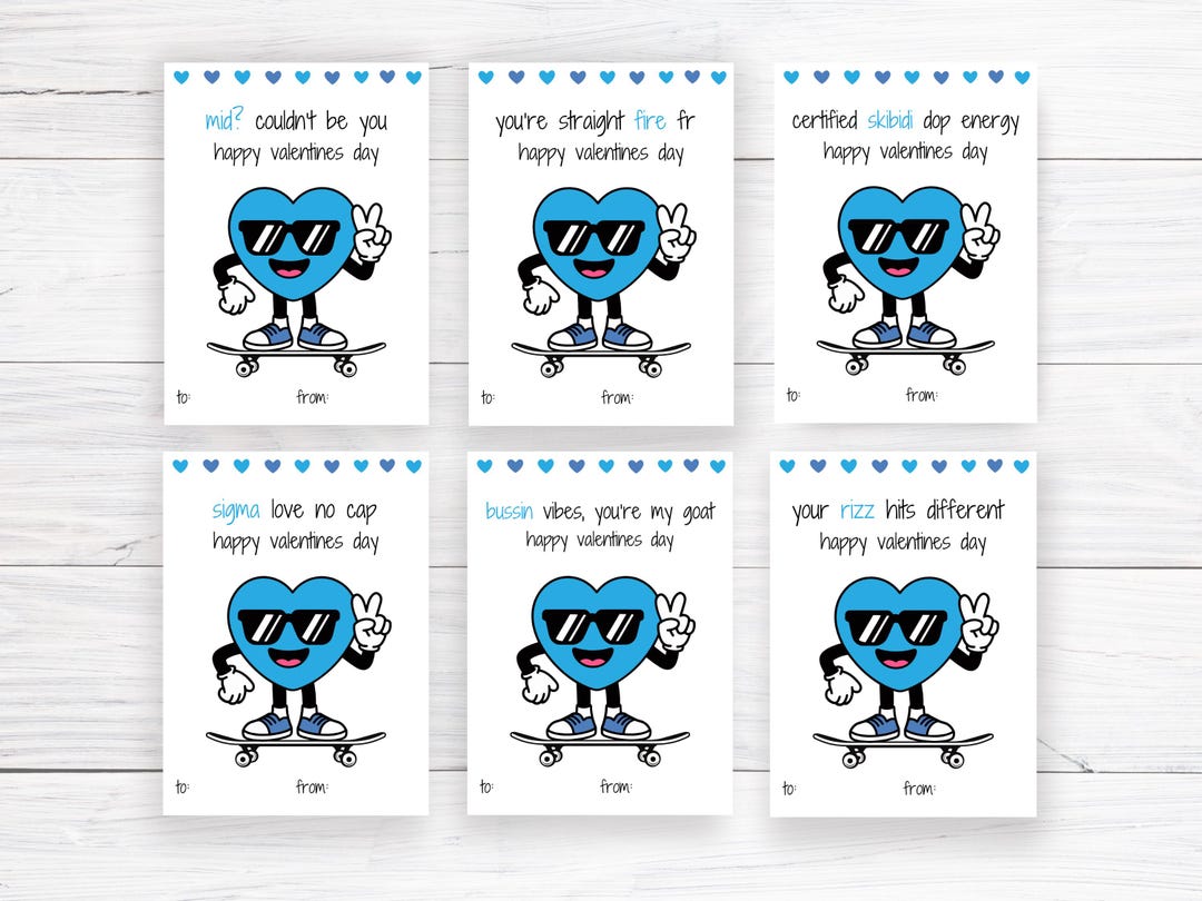 Slang Kids Valentine's Day Cards, Funny Printable Classroom Valentine ...