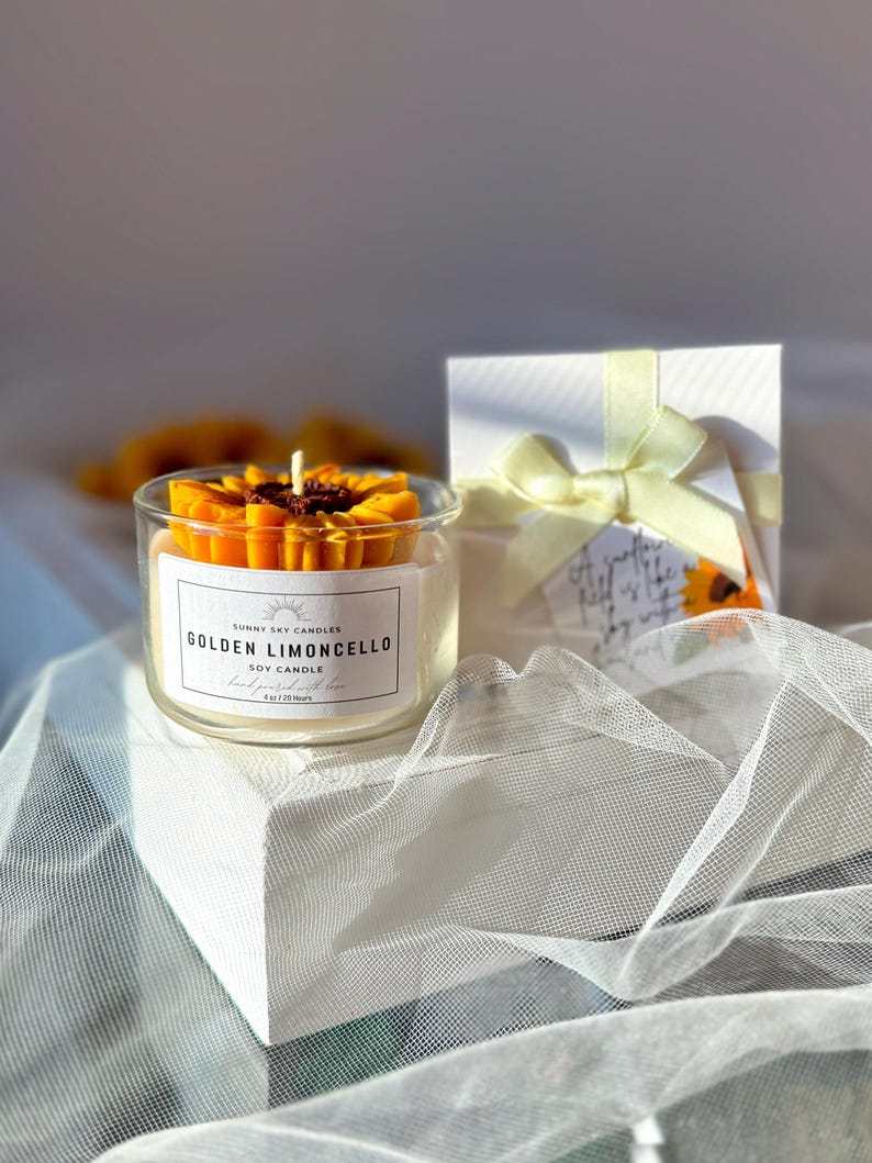 12 Soy Wax Sunflower Candles. 4 Oz Personalized Wedding or Bridal ...