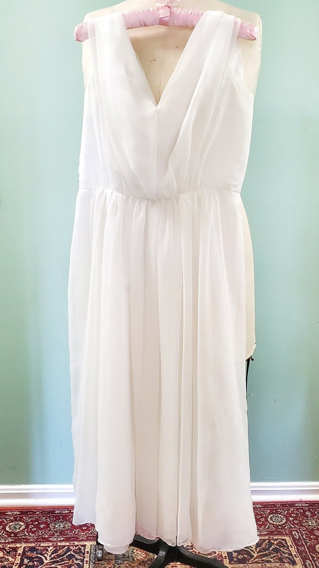 Vintage White Chiffon Dress - 1984 Prom - Tea Length - Mid Calf Length ...