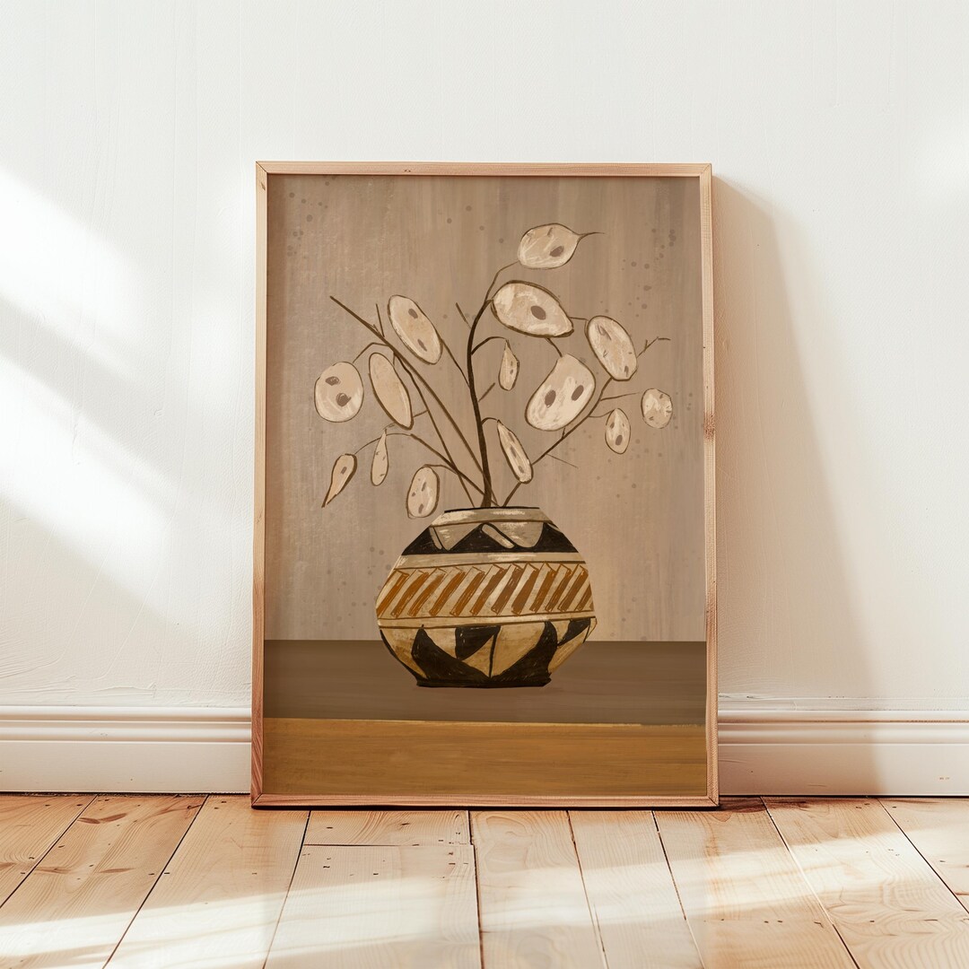 Dried Honesty Art Print | Minimalist Botanical Wall Art | Neutral ...