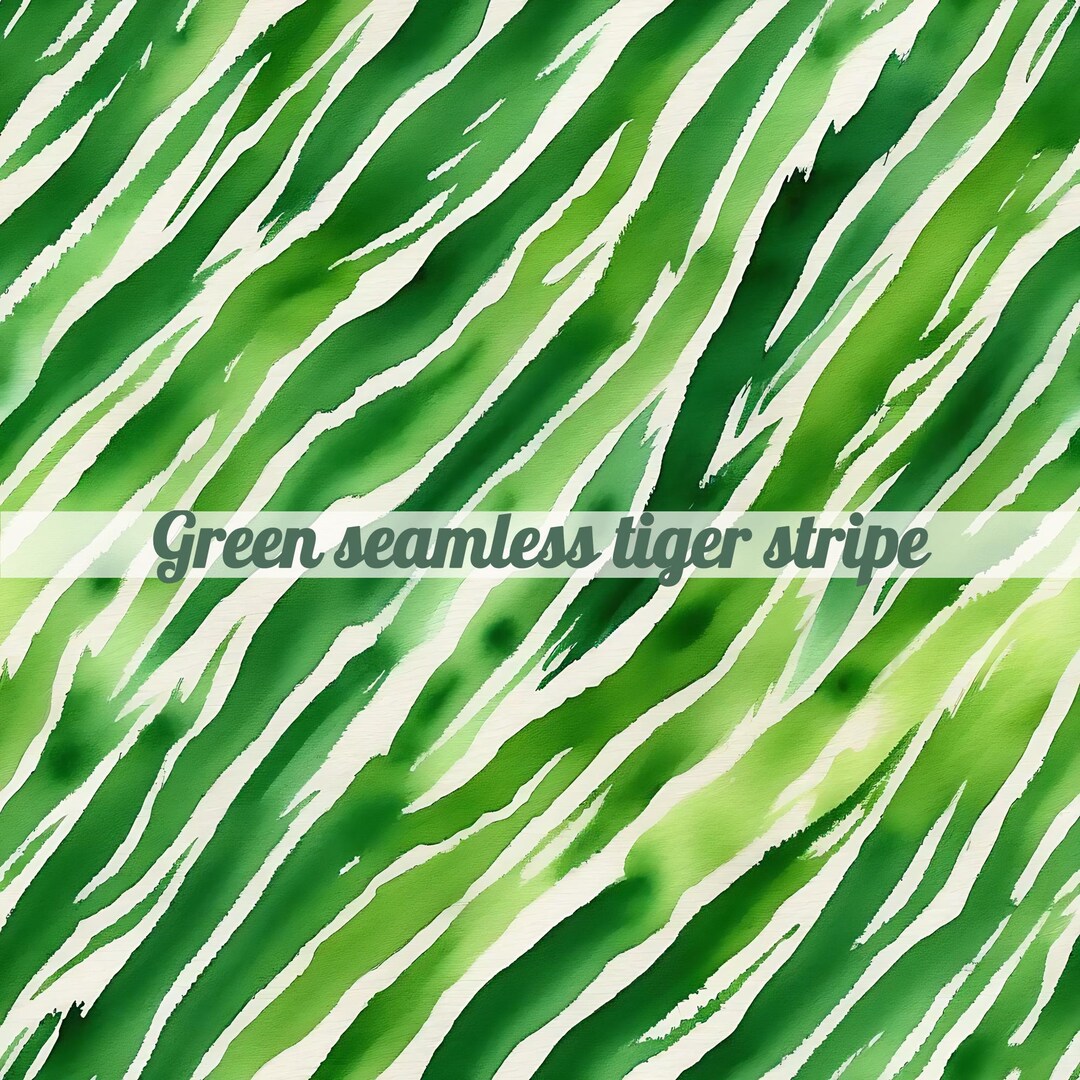Seamless Tiger Stripe Watercolor Pattern in Green, Stylish Abstract ...