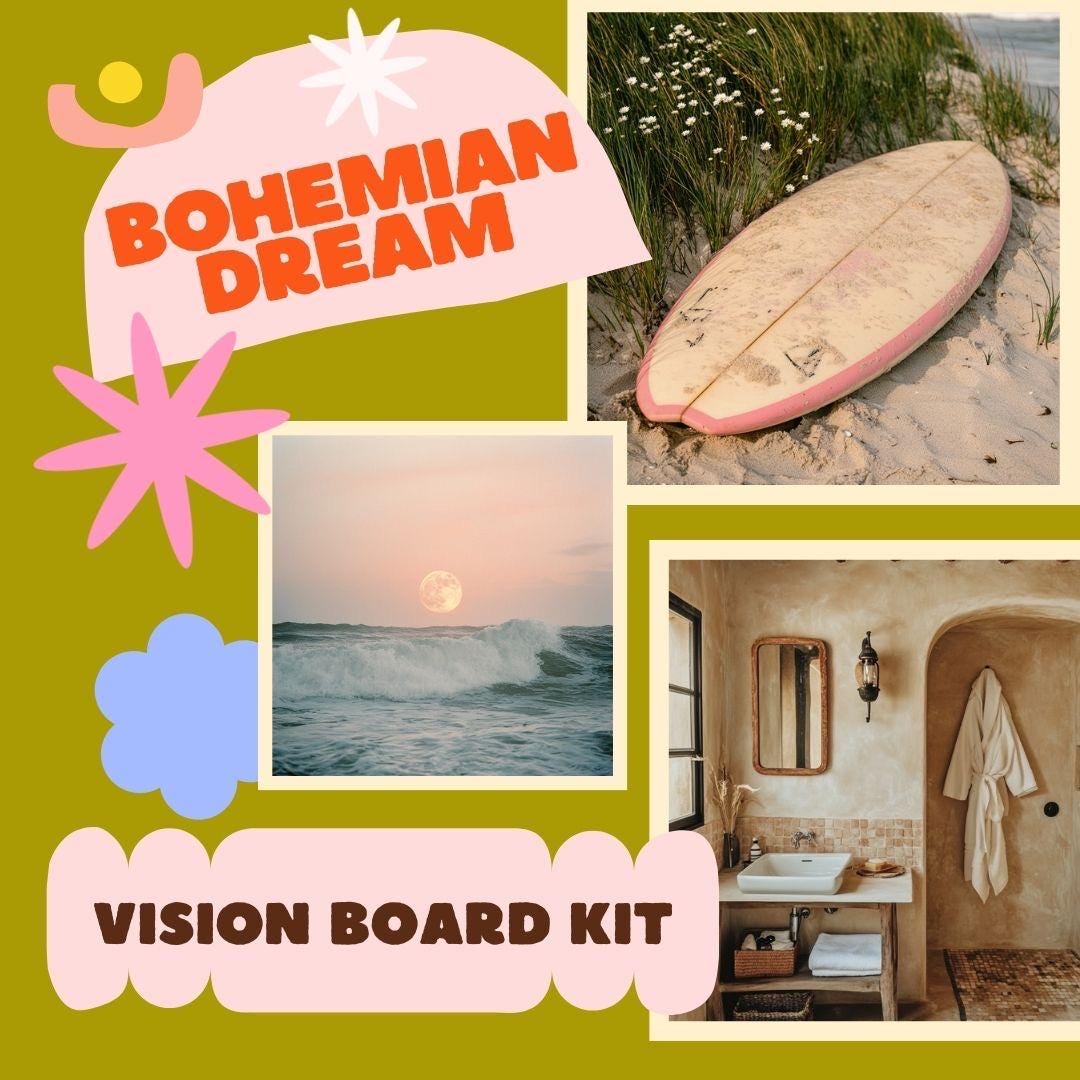 Boho Vision Board Kit | Printable Dream Board Images | Digital ...